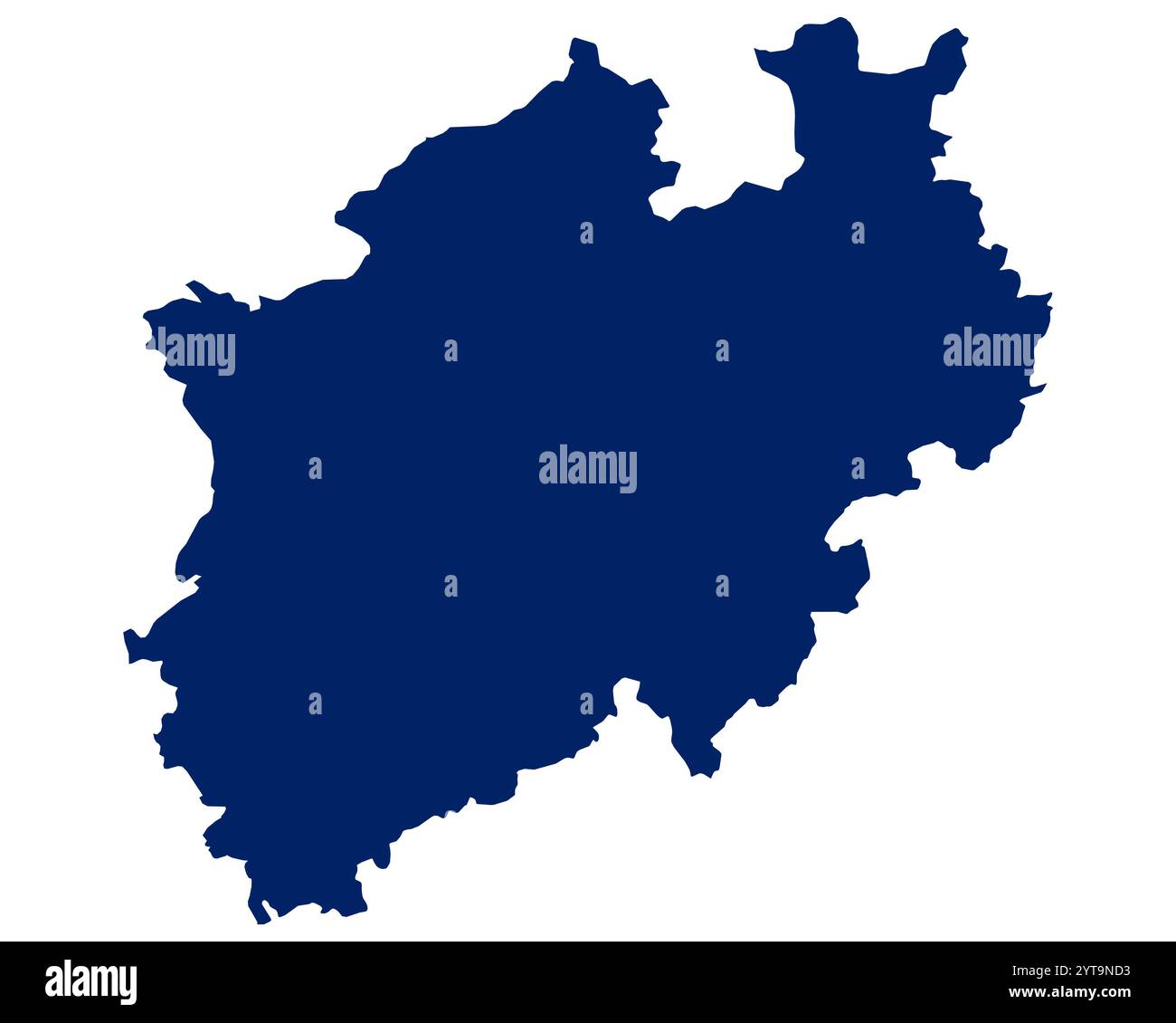 Map of North Rhine-Westphalia in blue color Stock Photo - Alamy