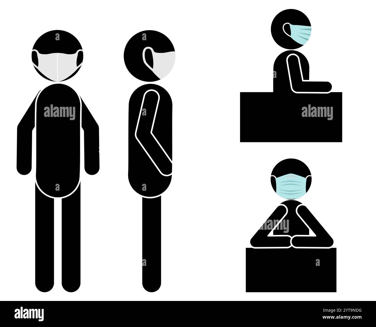 Pictogram figure with mask Stock Photo - Alamy