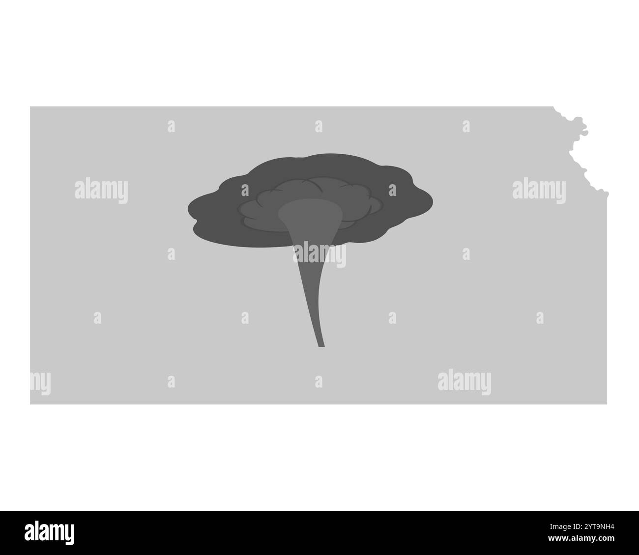 Map of Kansas and tornado symbol Stock Photo - Alamy