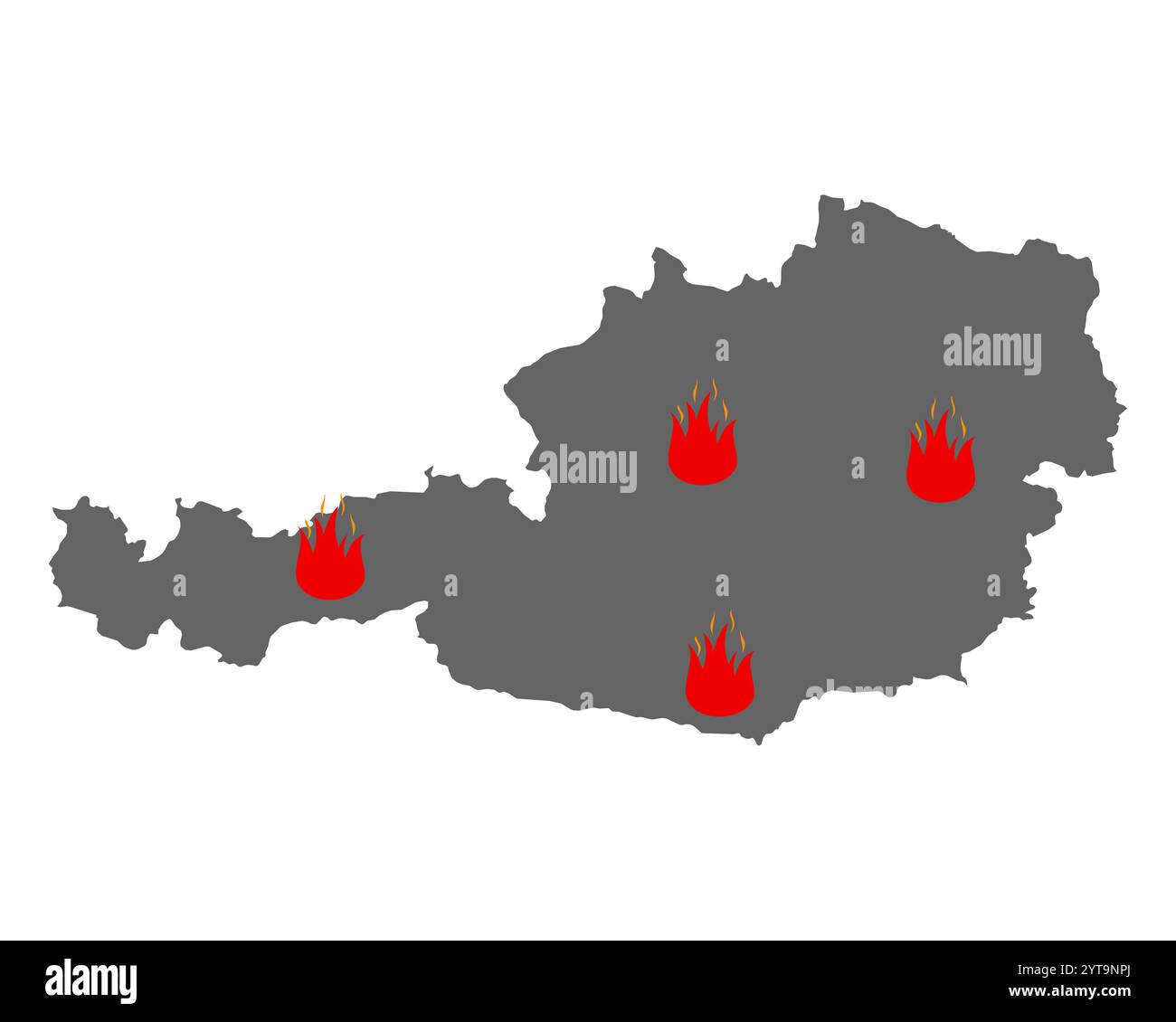 Map of Austria and fire symbol Stock Photo - Alamy