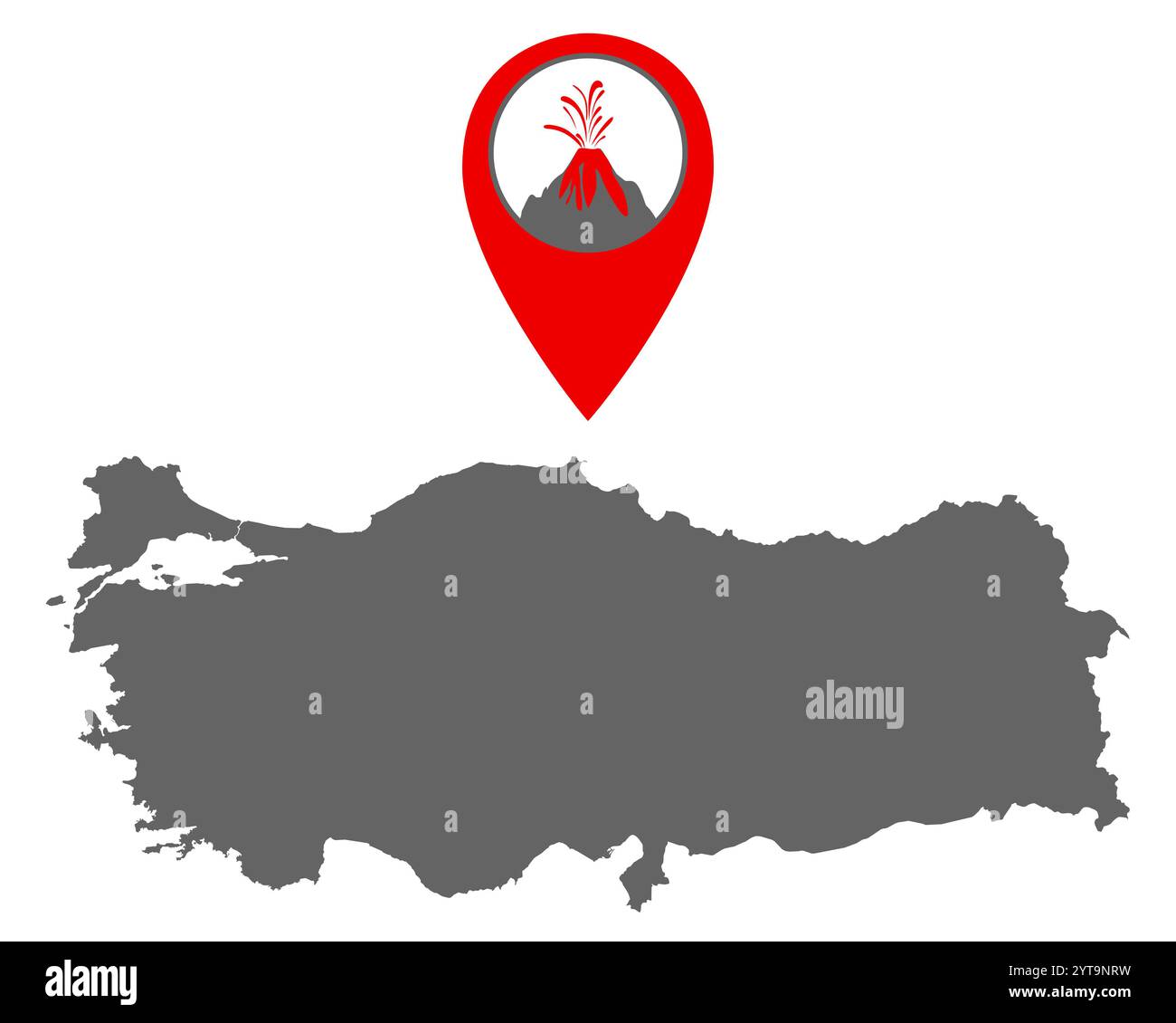 Map of Turkey with volcano indicator Stock Photo - Alamy