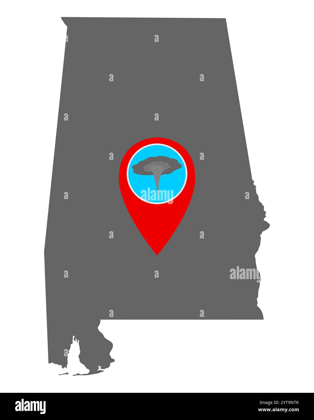 Map of alabama and pin tornado warning hi-res stock photography and ...