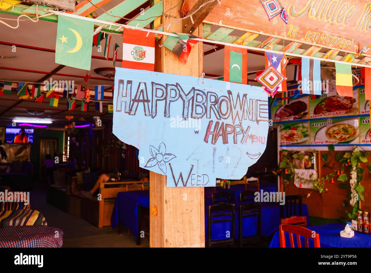 A happy menu , happy brownie sign (advertising weed, cannabis) outside ...