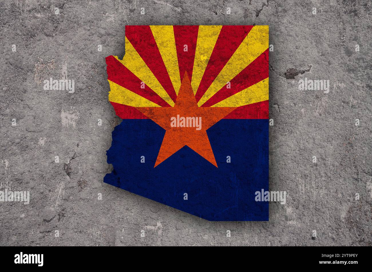 Map and flag of Arizona on weathered concrete Stock Photo - Alamy