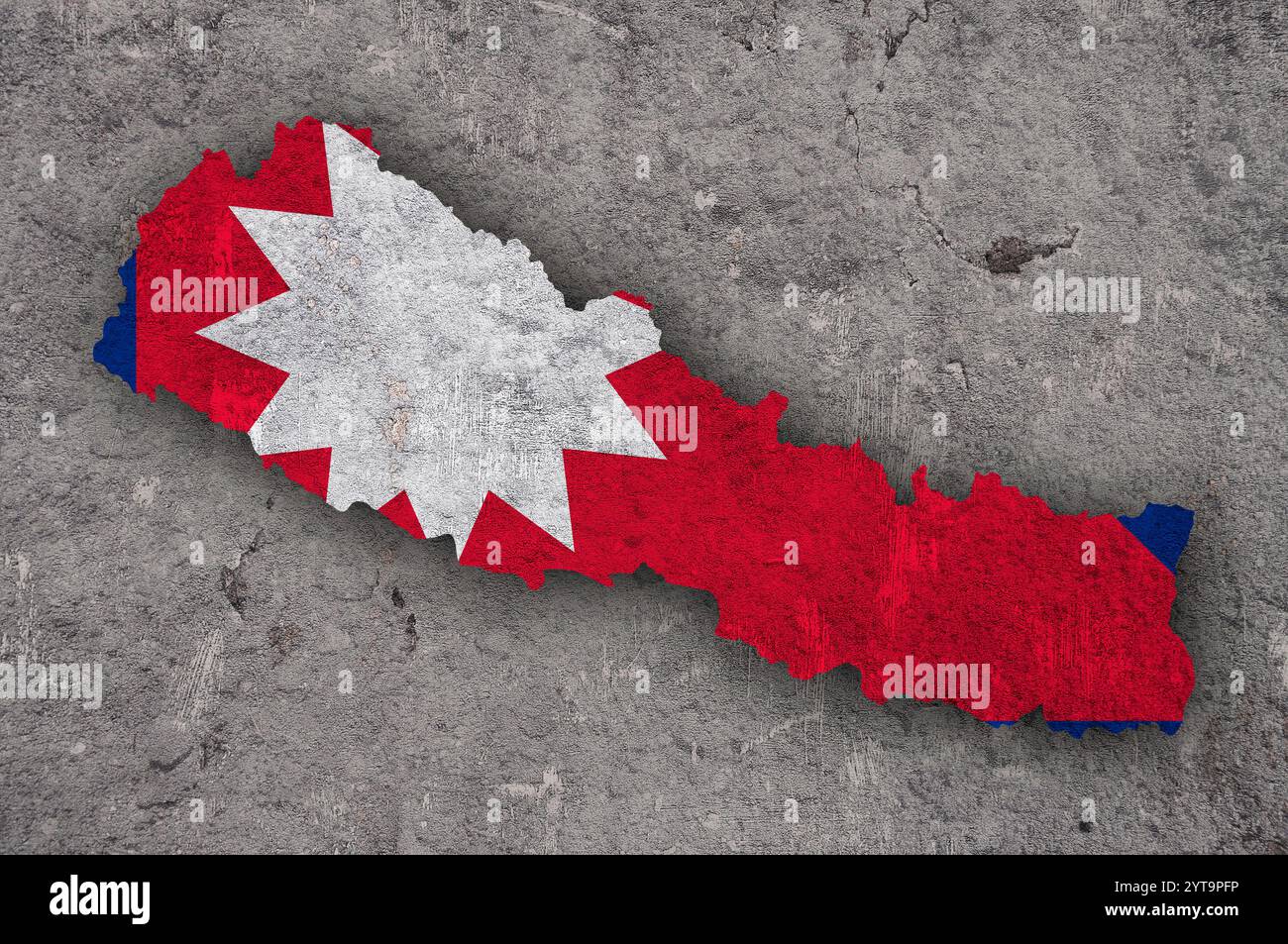 Map and flag of Nepal on weathered concrete Stock Photo - Alamy