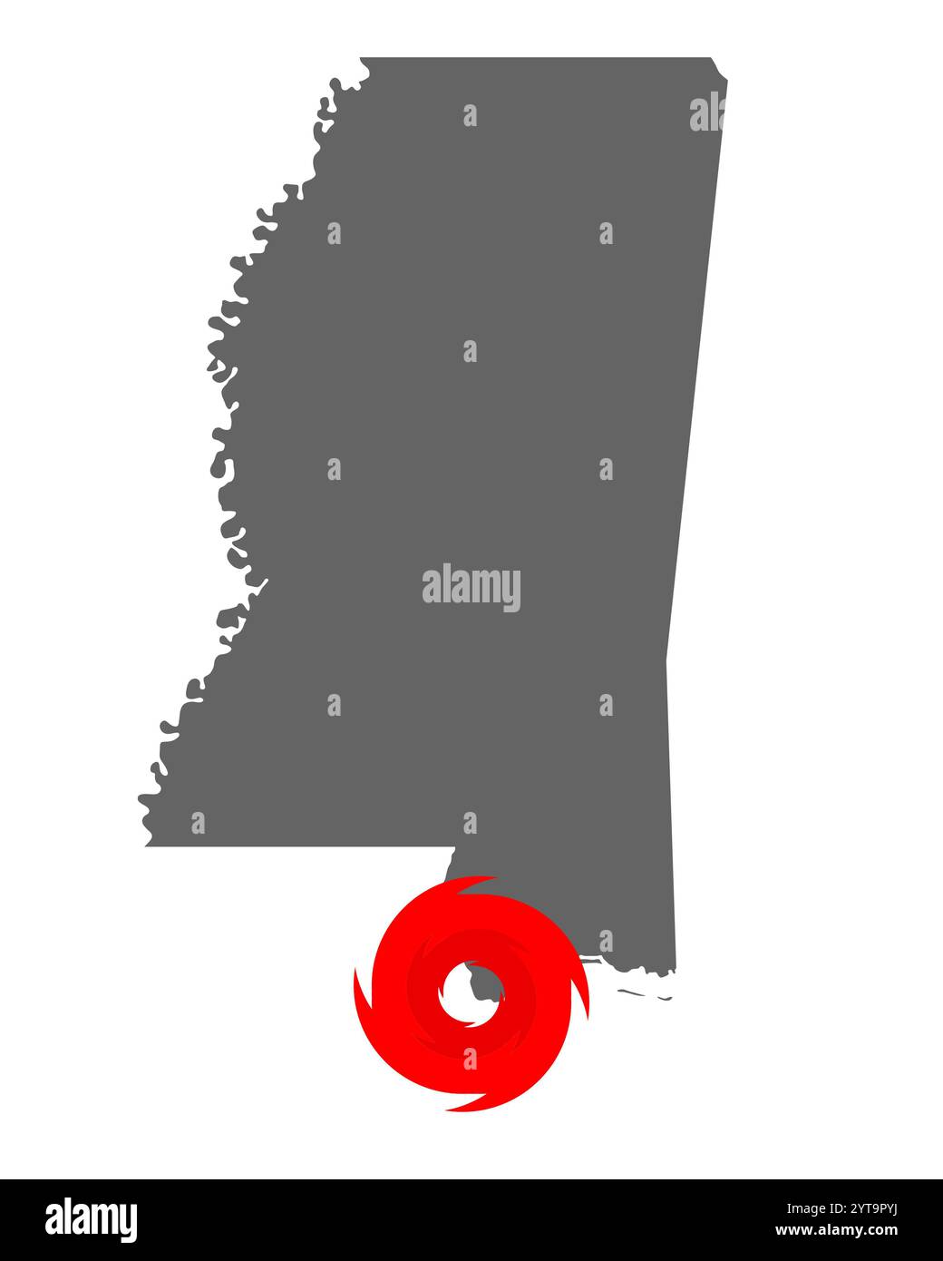 Map of Mississippi and hurricane symbol Stock Photo - Alamy