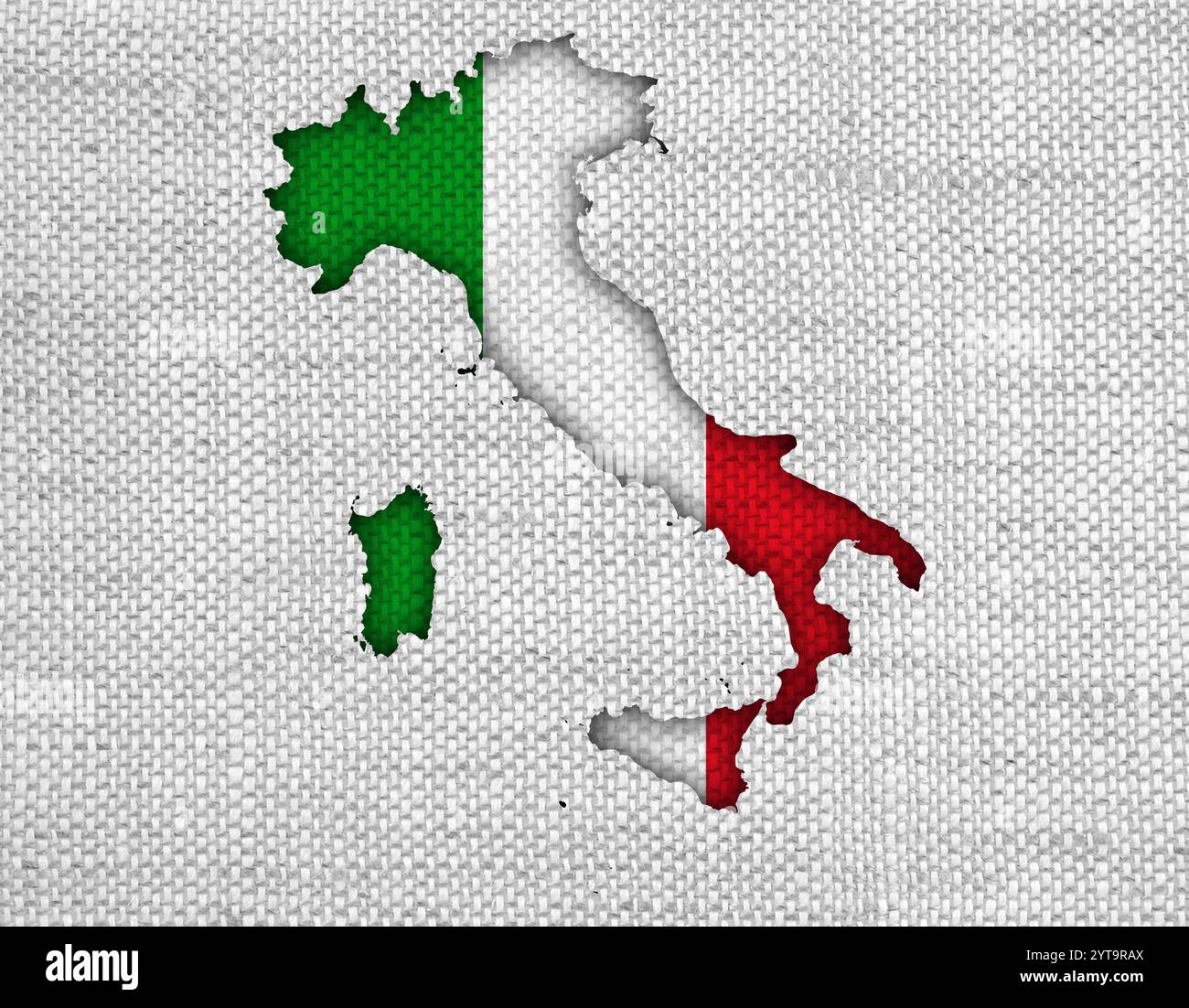 Map and flag of Italy on old linen Stock Photo - Alamy