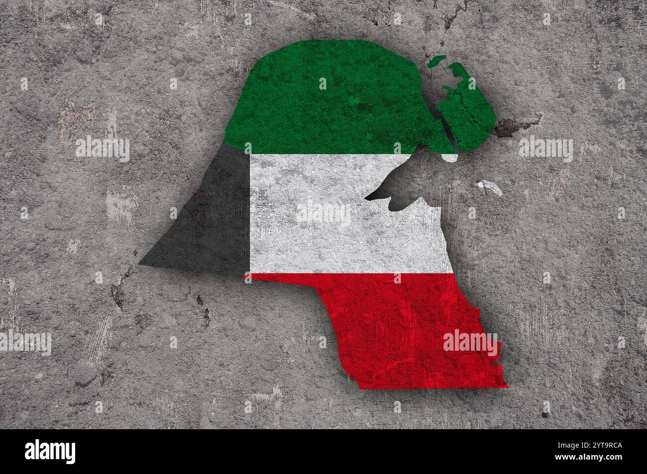 Map and flag of Kuwait on weathered concrete Stock Photo - Alamy