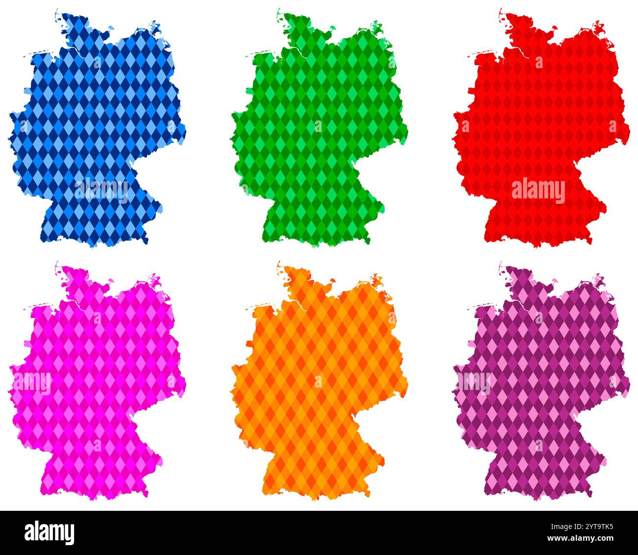 Maps of Germany with colored diamonds Stock Photo - Alamy