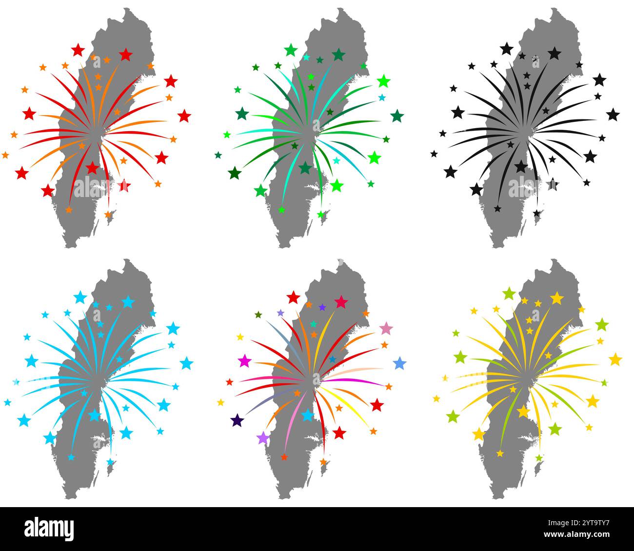 Maps of Sweden with fireworks Stock Photo - Alamy