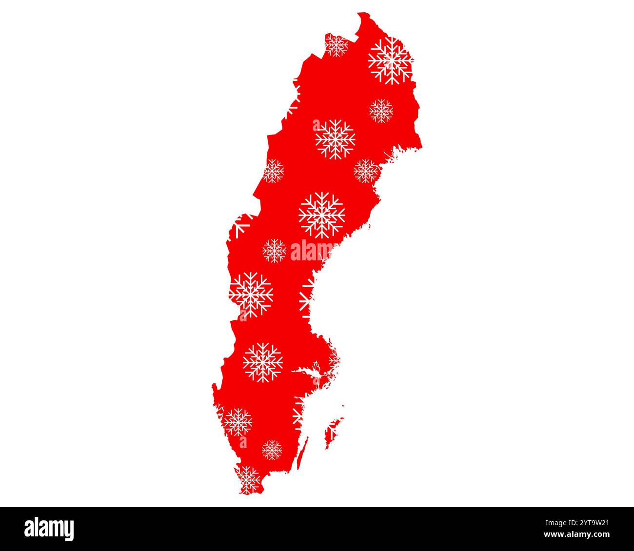 Map of Sweden with snowflakes Stock Photo - Alamy