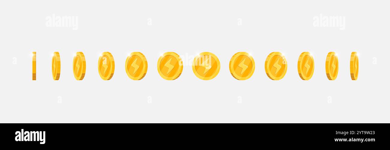 Rotating gold coin animation for gaming apps. Metal token featuring ...
