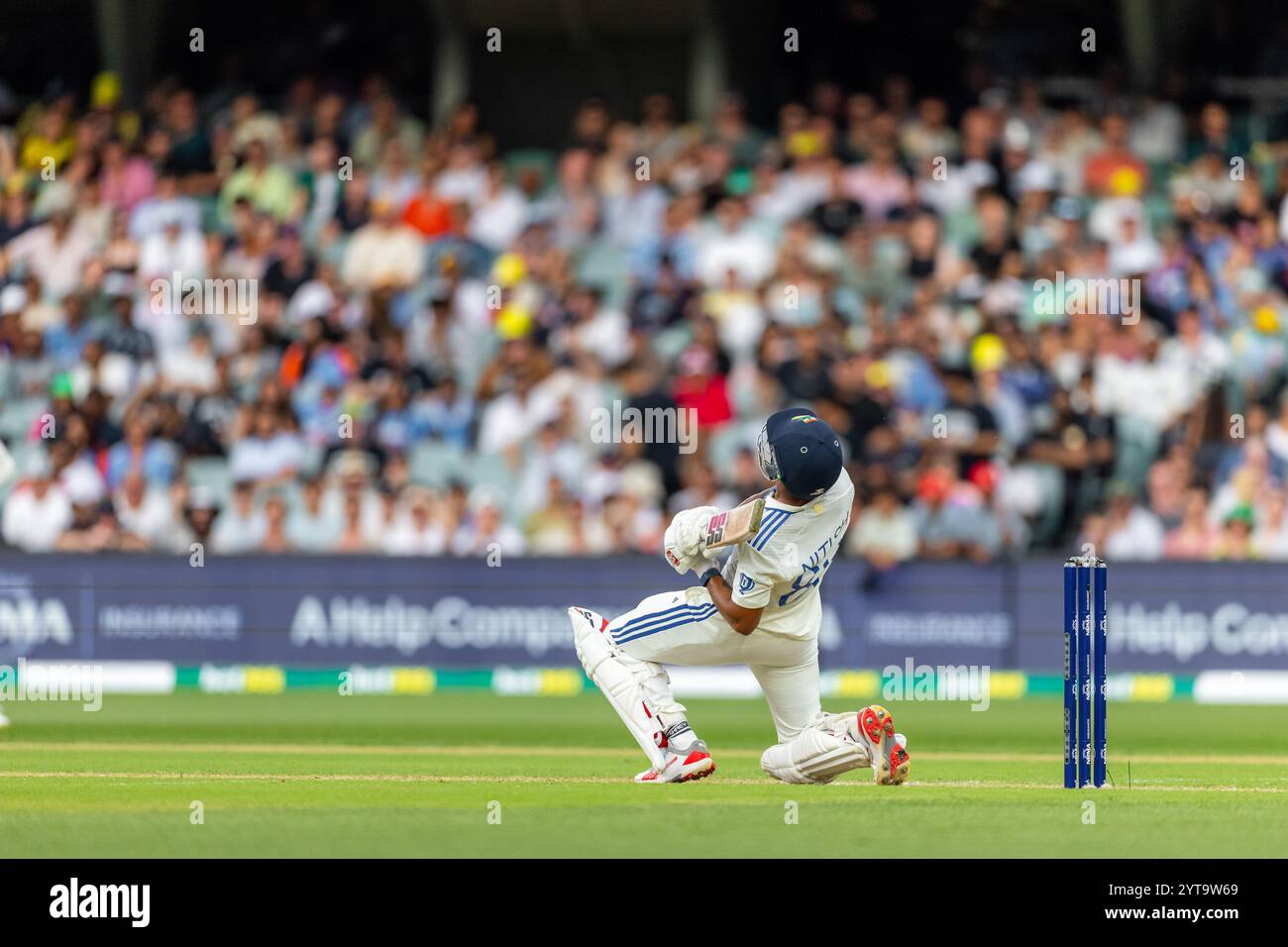 Adelaide, Australia, 6 December, 2024. Nitish Kumar Reddy of India bats ...