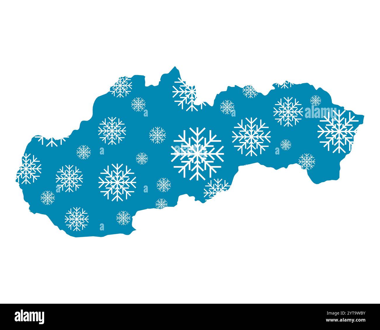 Map of Slovakia with snowflakes Stock Photo - Alamy