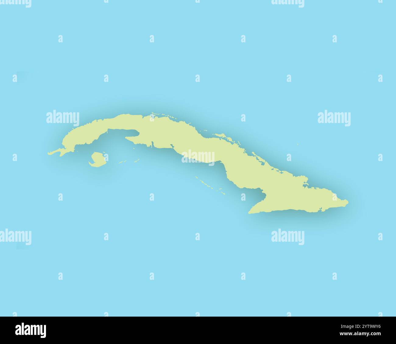 Map of Cuba with shadow Stock Photo - Alamy