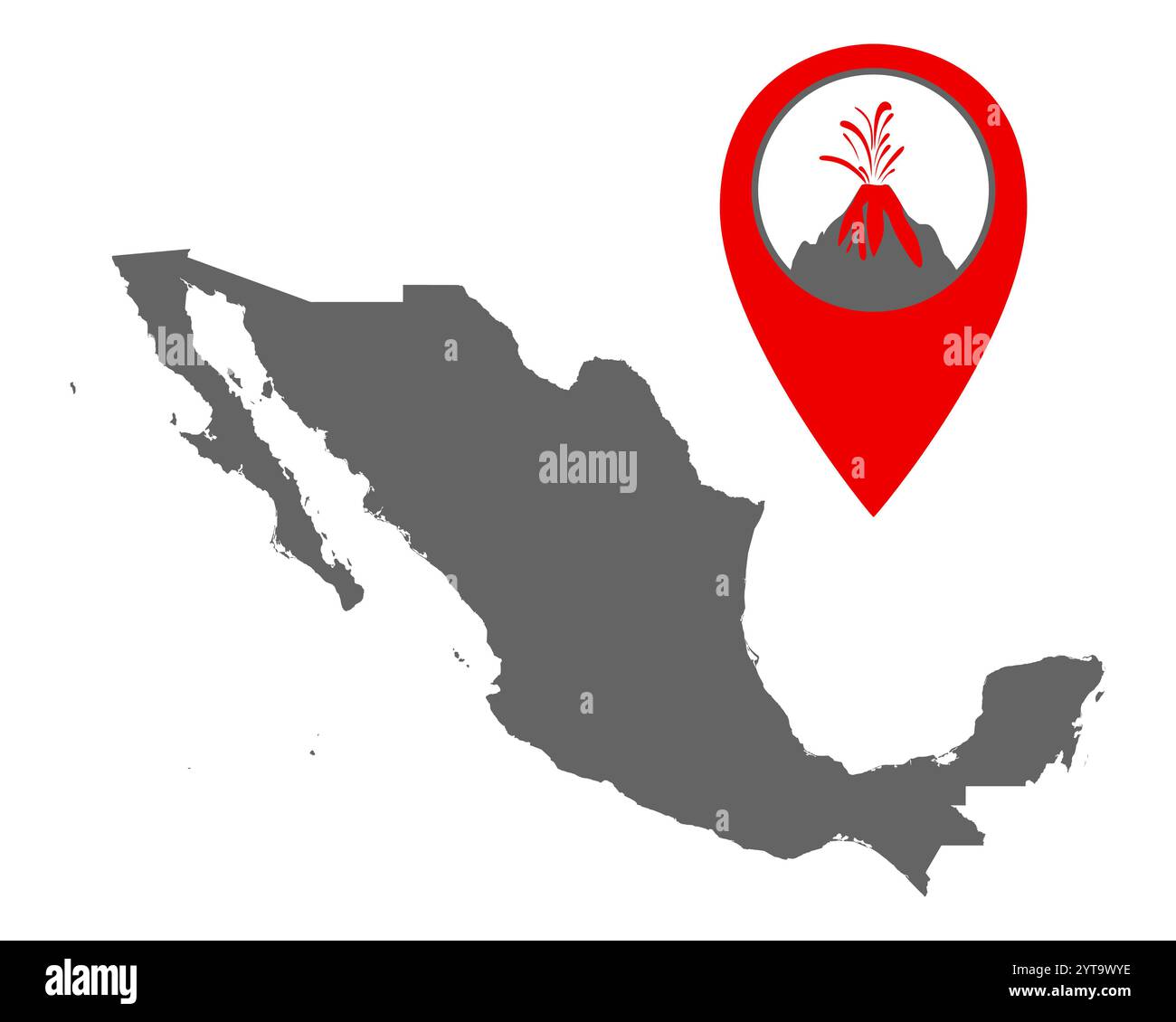 Map of Mexico with volcano indicator Stock Photo - Alamy