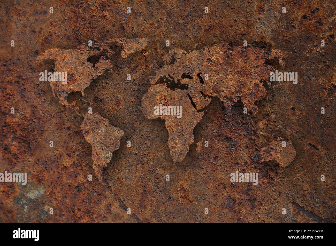 Map world on rusty hi-res stock photography and images - Alamy