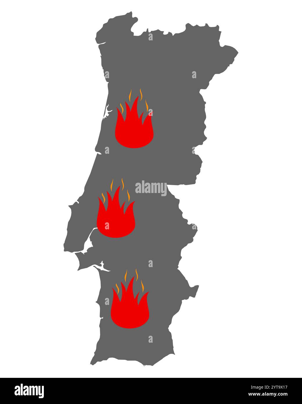 Map of Portugal and fire symbol Stock Photo - Alamy
