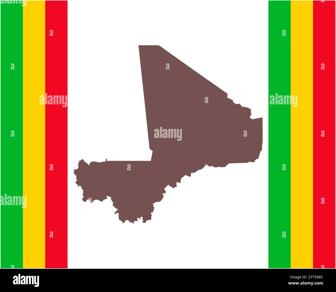 Map of Mali on background with flag Stock Photo - Alamy