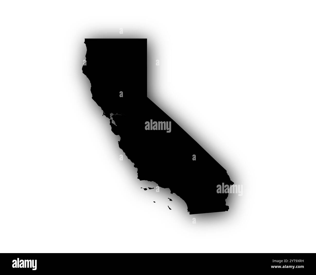 Map of California with shadows Stock Photo - Alamy