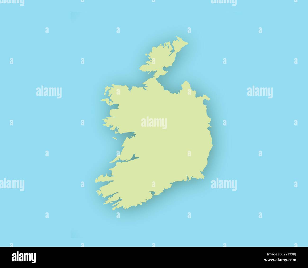 Map of Ireland with shadows Stock Photo - Alamy