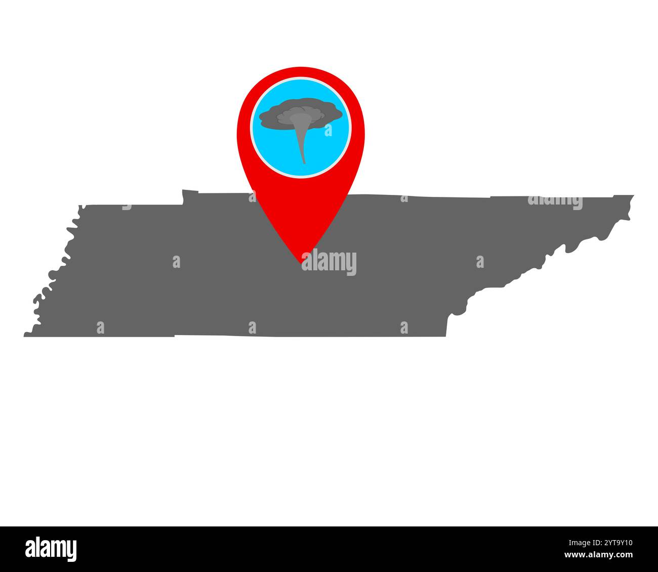 Map of tennessee and pin tornado warning hi-res stock photography and ...