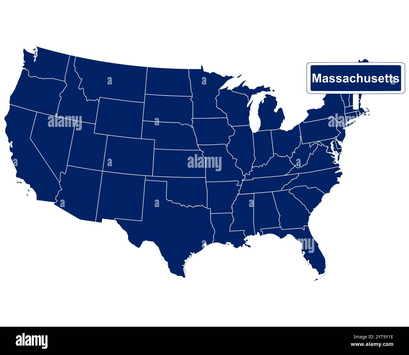 The state of massachusetts with road sign hi-res stock photography and ...