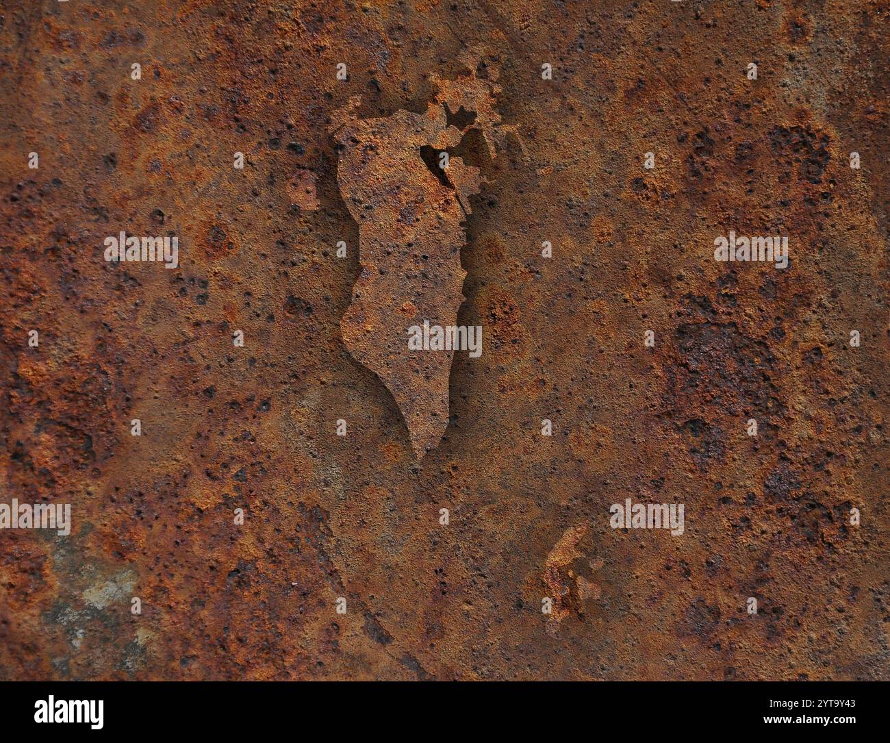 Map of Bahrain on rusty metal Stock Photo - Alamy