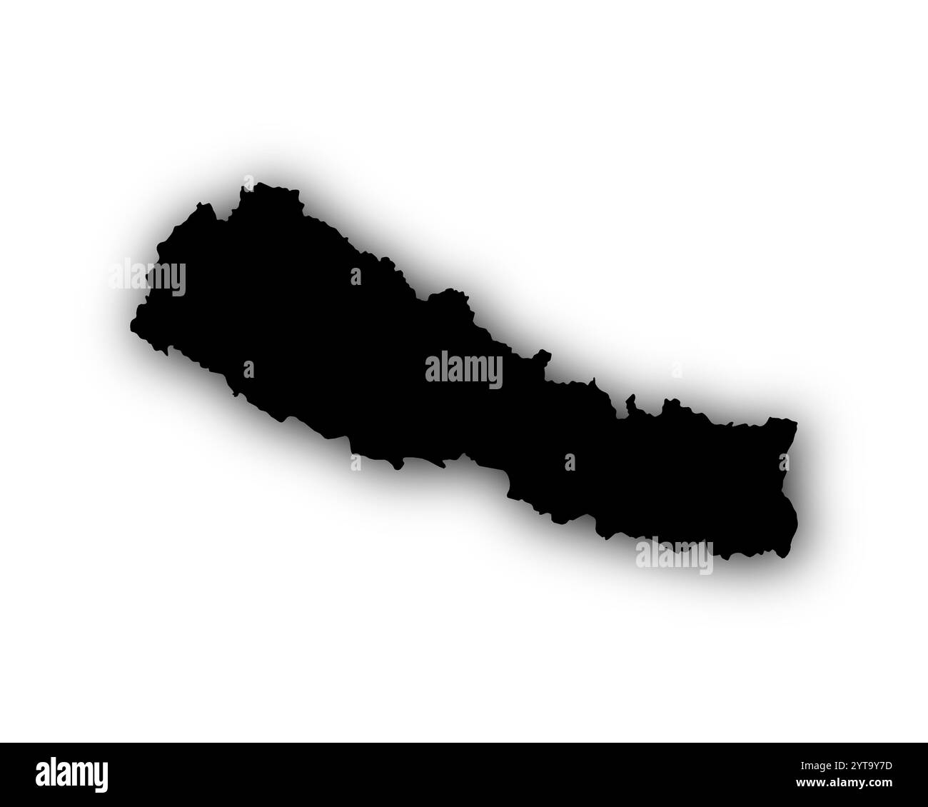 Map of Nepal with shadows Stock Photo - Alamy