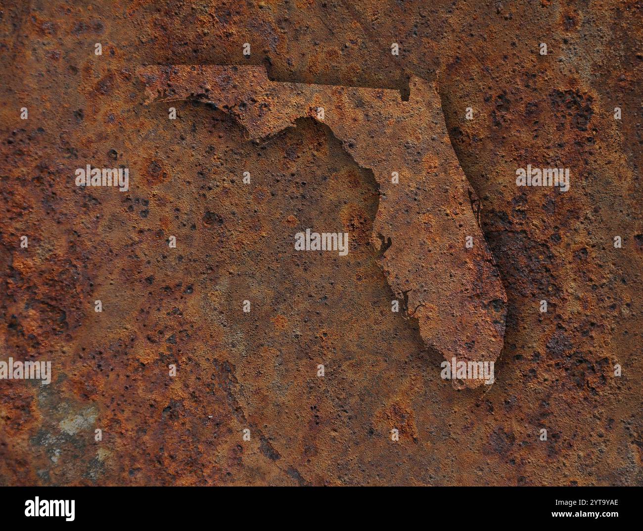Map of Florida on rusty metal Stock Photo - Alamy