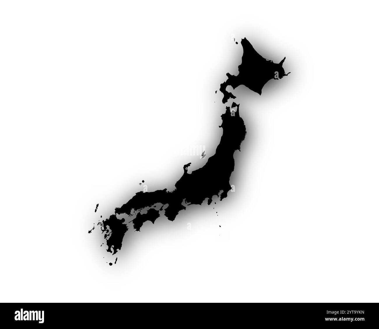 Map of Japan with shadows Stock Photo - Alamy
