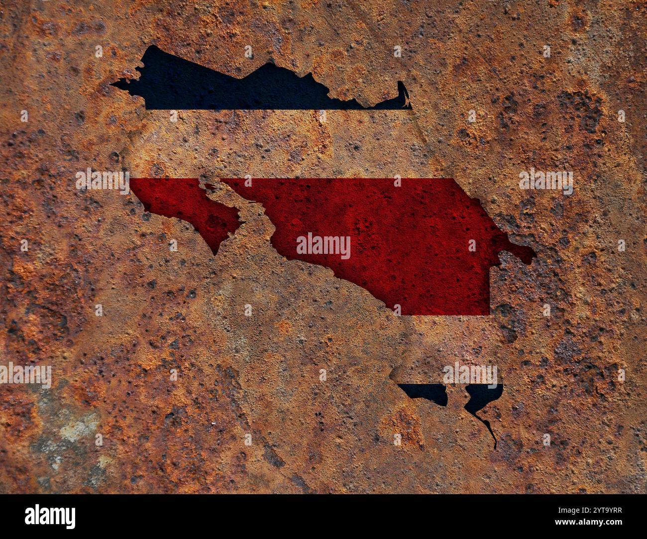 Map and flag of Costa Rica on rusty metal Stock Photo - Alamy