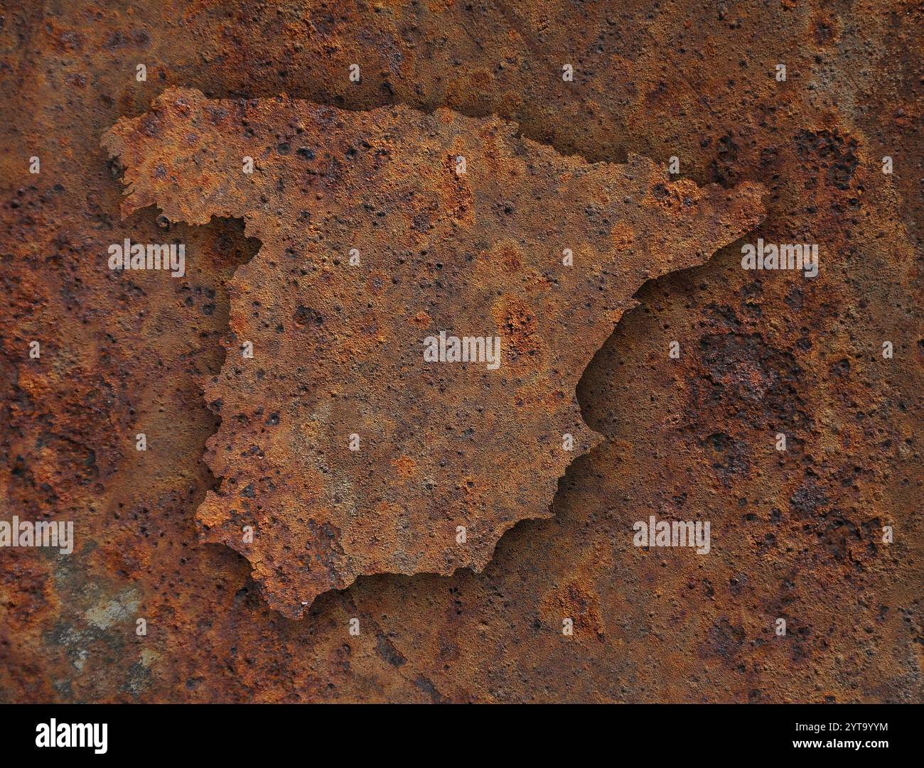 Map of Spain on rusty metal Stock Photo - Alamy