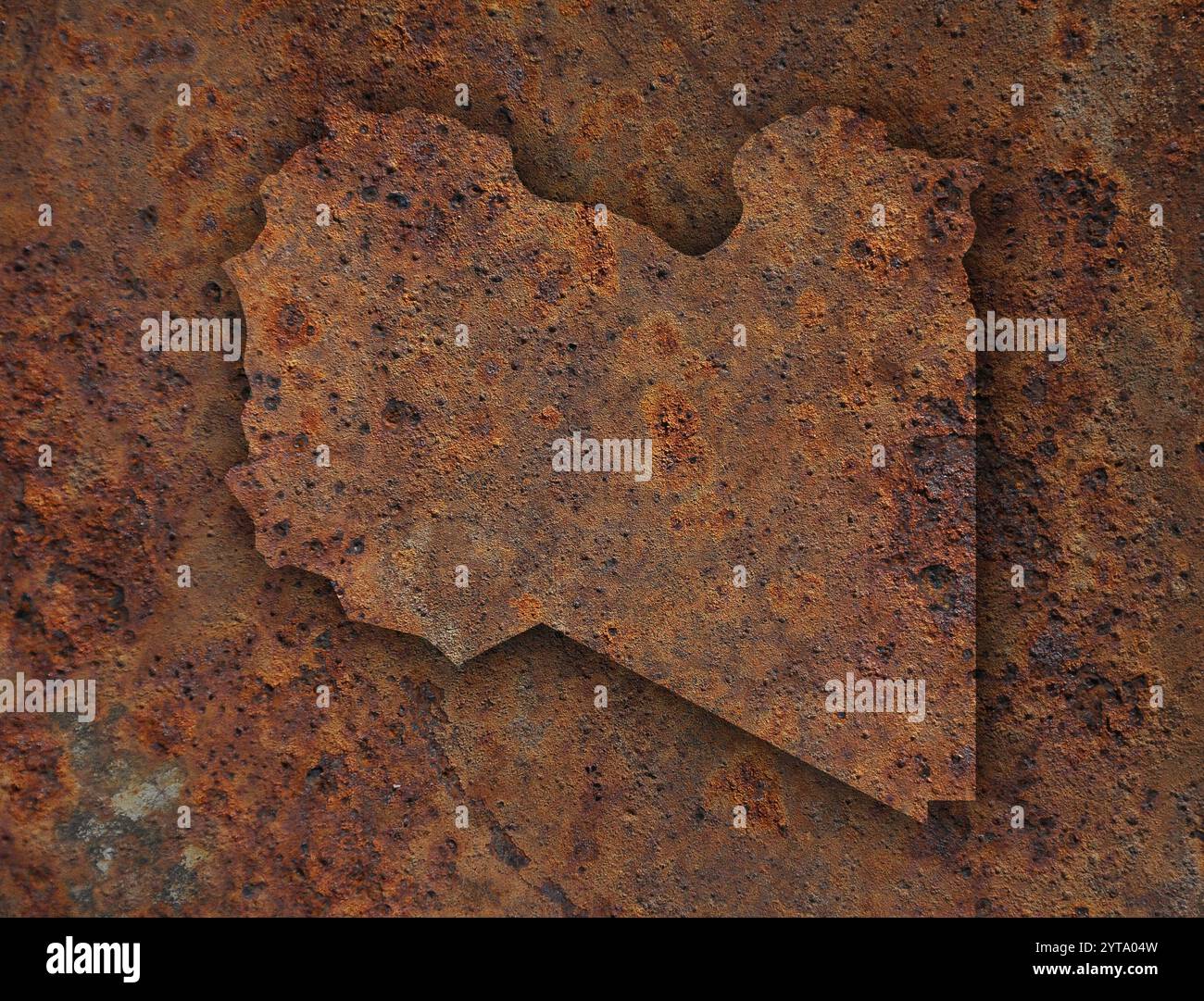 Map of libya on rusty metal hi-res stock photography and images - Alamy