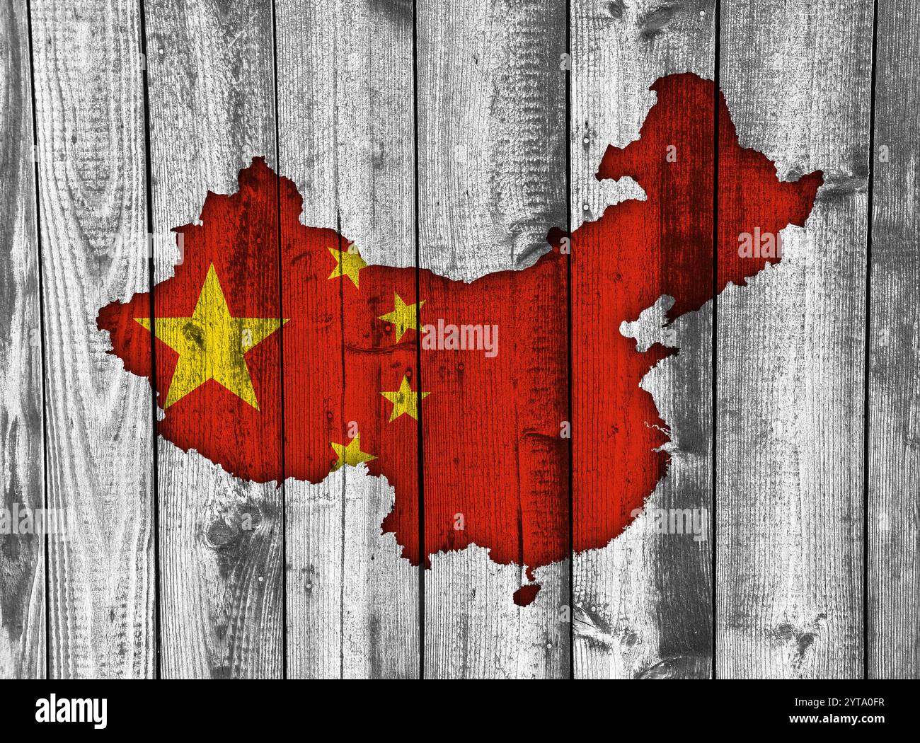 Map and flag of China on weathered wood Stock Photo - Alamy