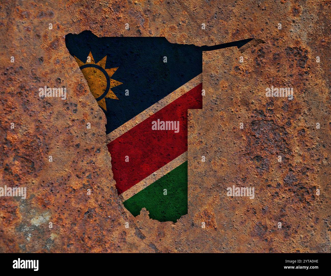 Map and flag of namibia on rusty metal hi-res stock photography and ...
