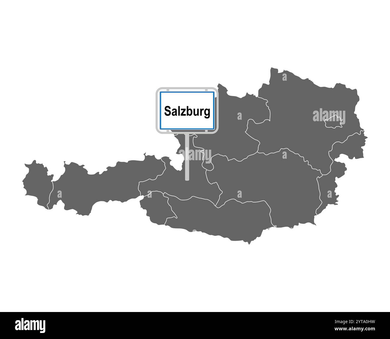 Map of Austria with city sign of Salzburg Stock Photo - Alamy