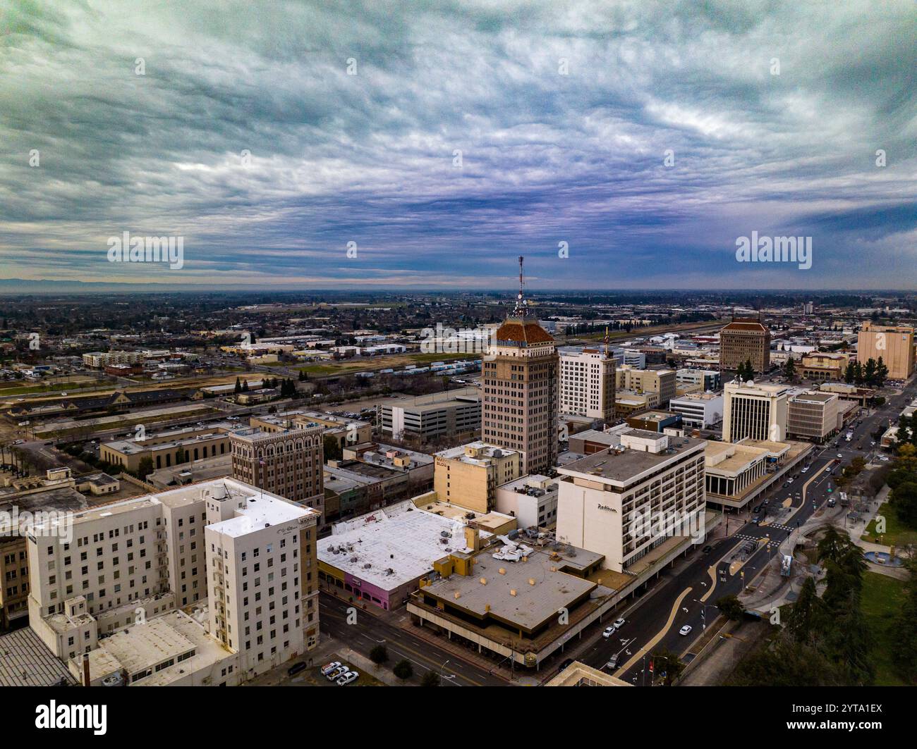 FEBRUARY 2023, FRESNO, CA., USA - panoramic aeroa; view of Fresno ...