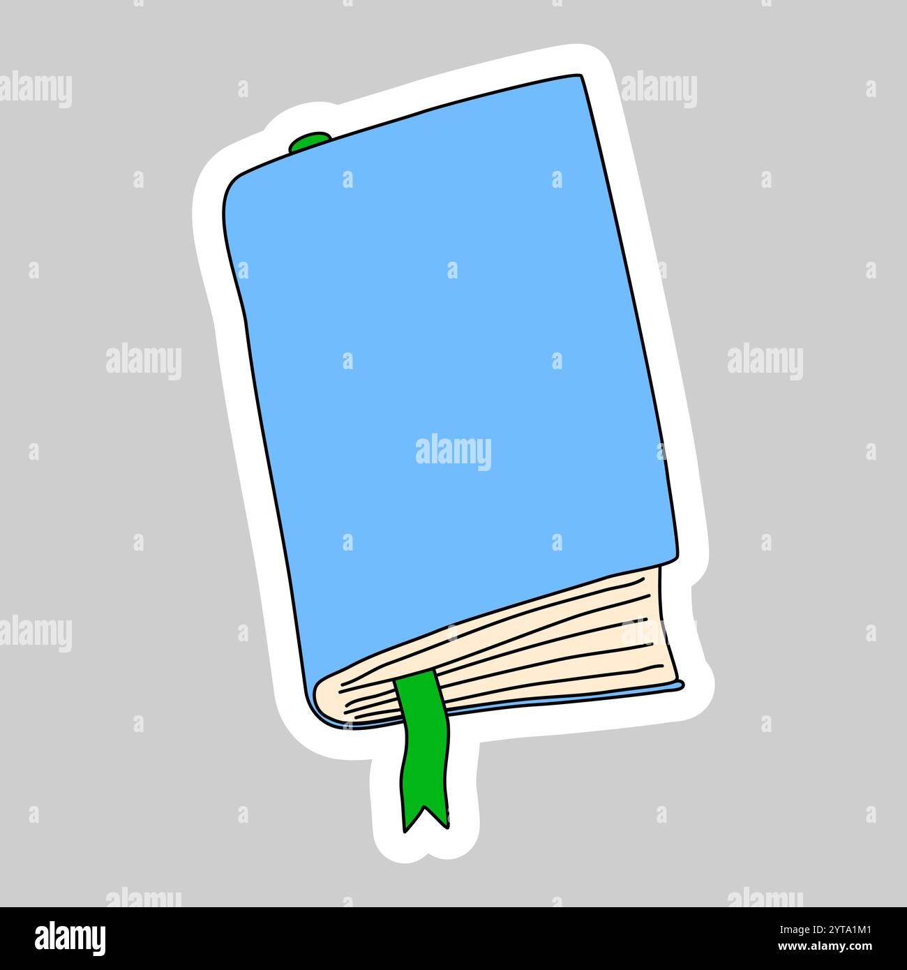 Sticker with book and bookmark, doodle style vector illustration Stock ...