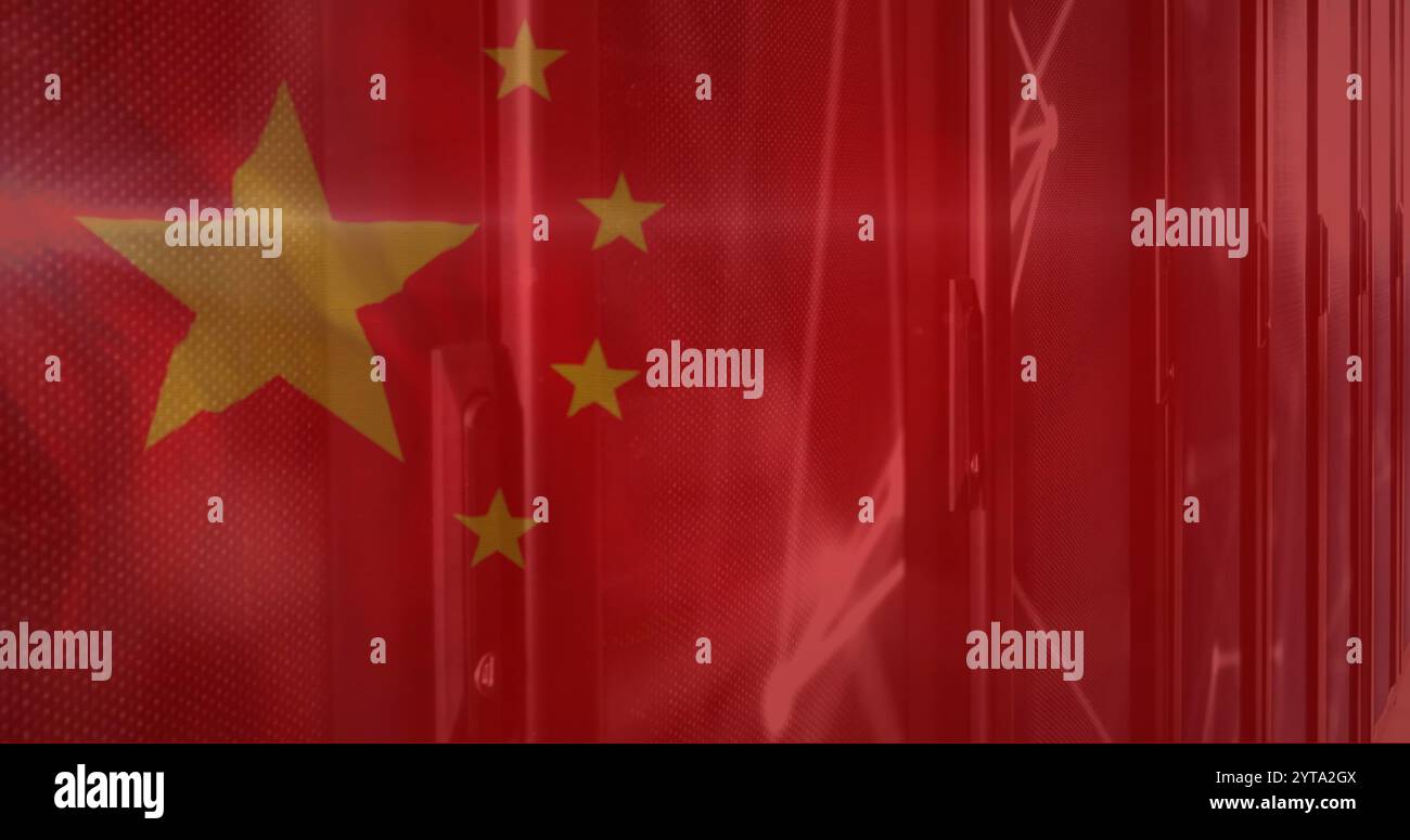 Image of flag of china over server room. Patriotism, technology and ...