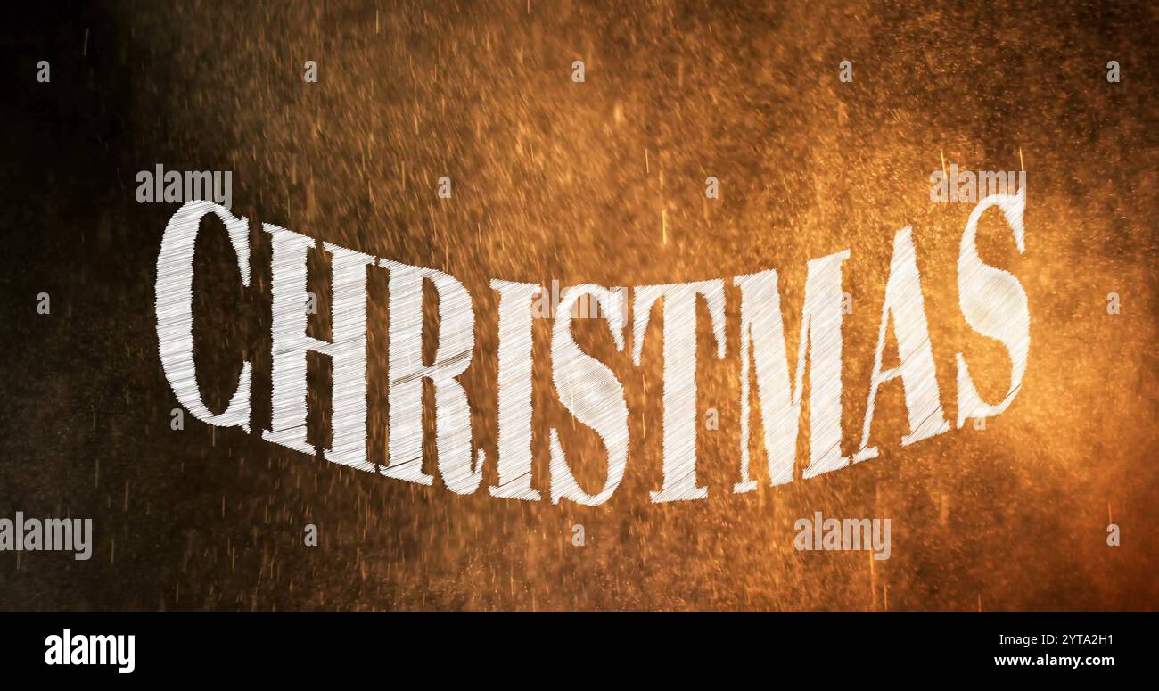 Image of christmas text over snow falling Stock Photo - Alamy