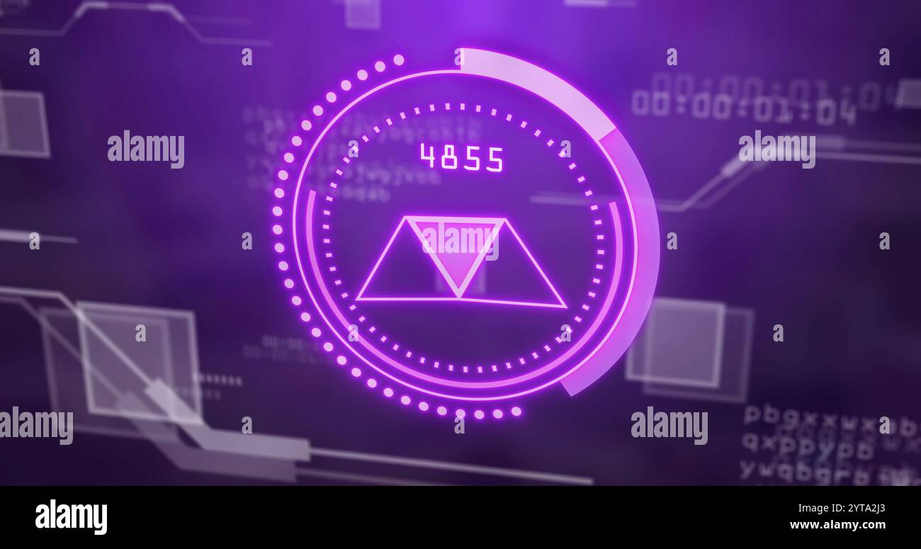 Digital data processing image with futuristic purple interface and geometric shapes Stock Photo ...
