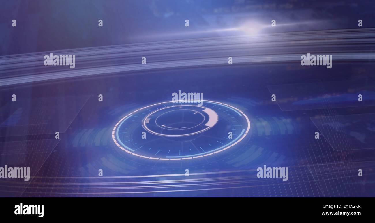 Processing data with circular interface and graphs in futuristic image Stock Photo - Alamy