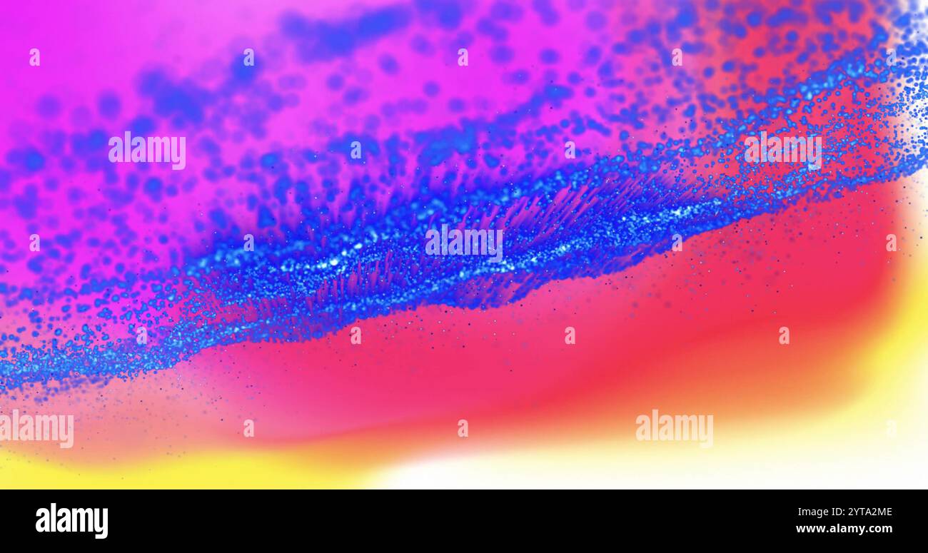 Colorful particles and waveforms image over vibrant gradient background ...