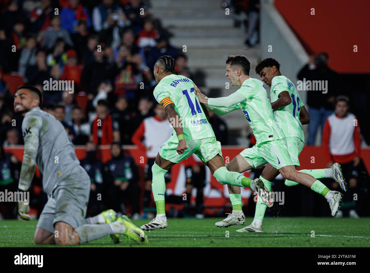 Raphinha seen celebrating after scoring goal during LaLiga EA SPORTS ...