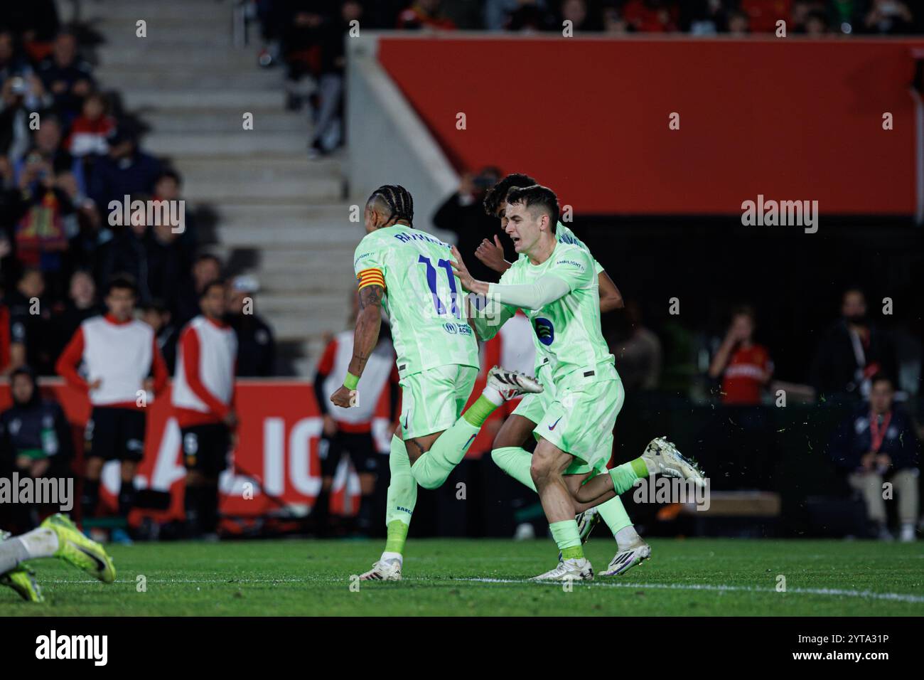 Raphinha seen celebrating after scoring goal during LaLiga EA SPORTS ...