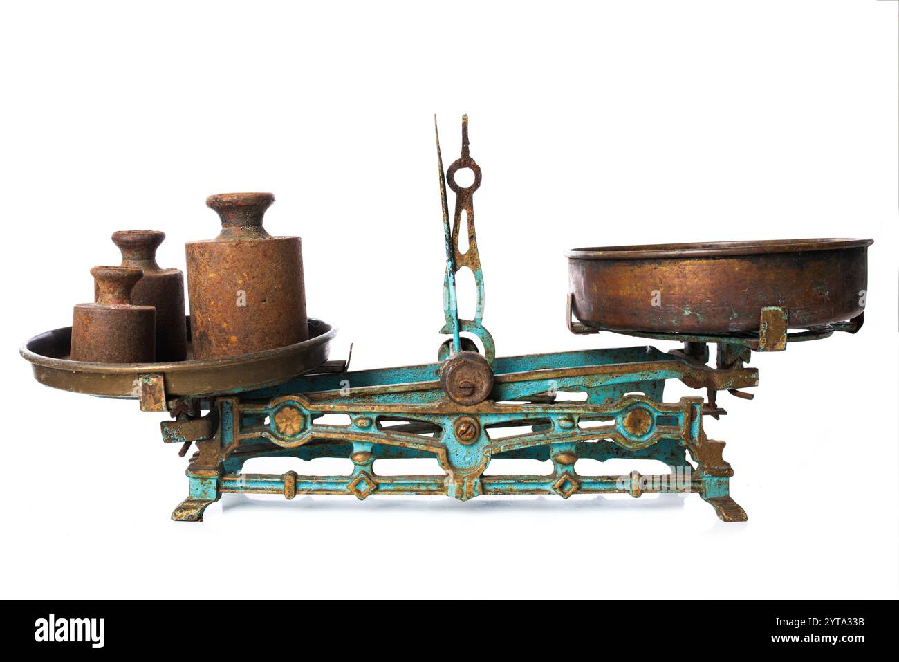 Old scales with weights Stock Photo - Alamy