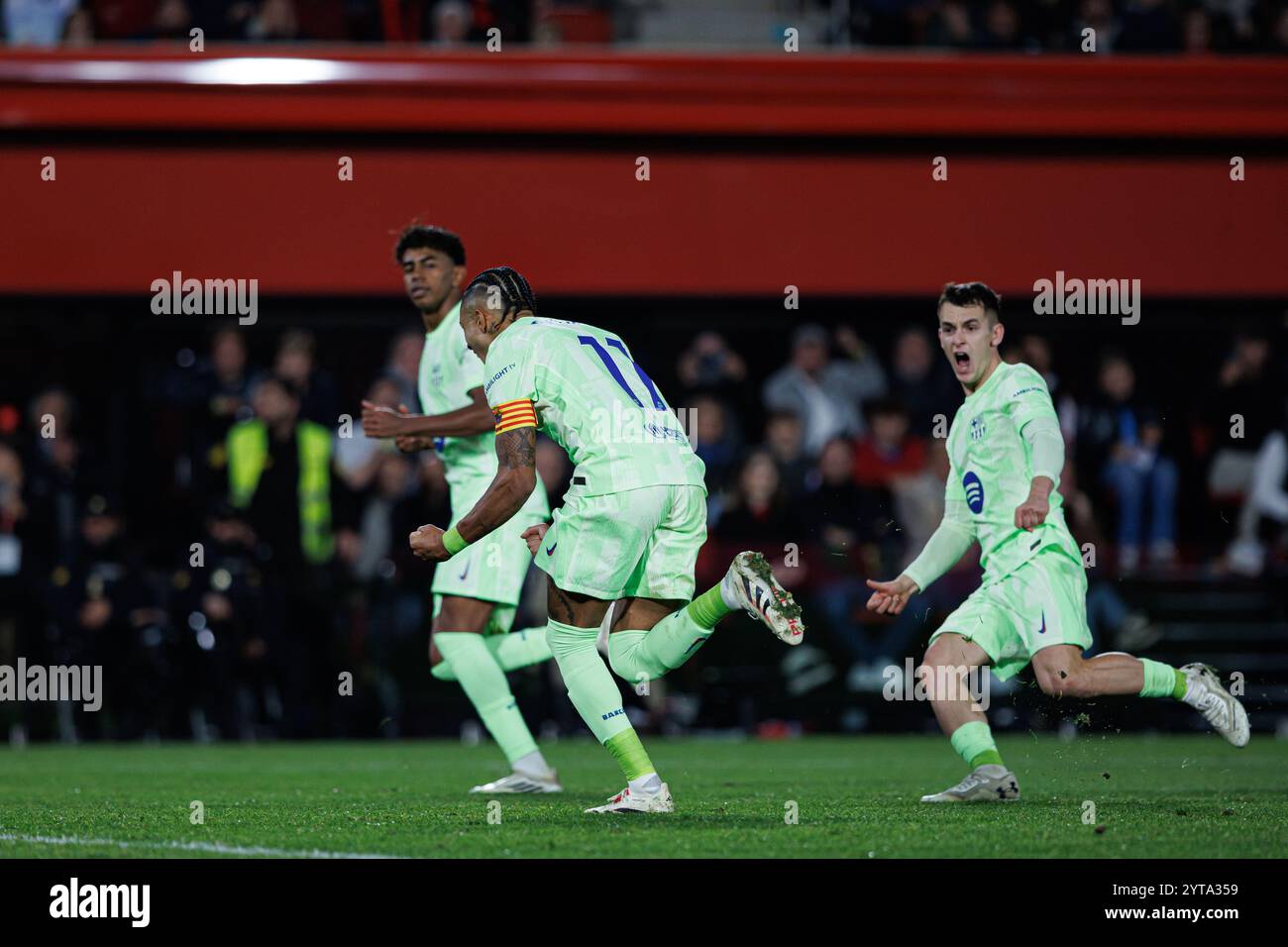 Raphinha seen celebrating after scoring goal during LaLiga EA SPORTS ...