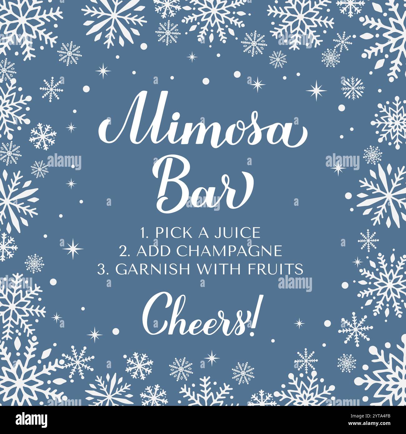 Mimosa Bar sign. How to make mimosas. Winter bubbly bar sign. Vector ...