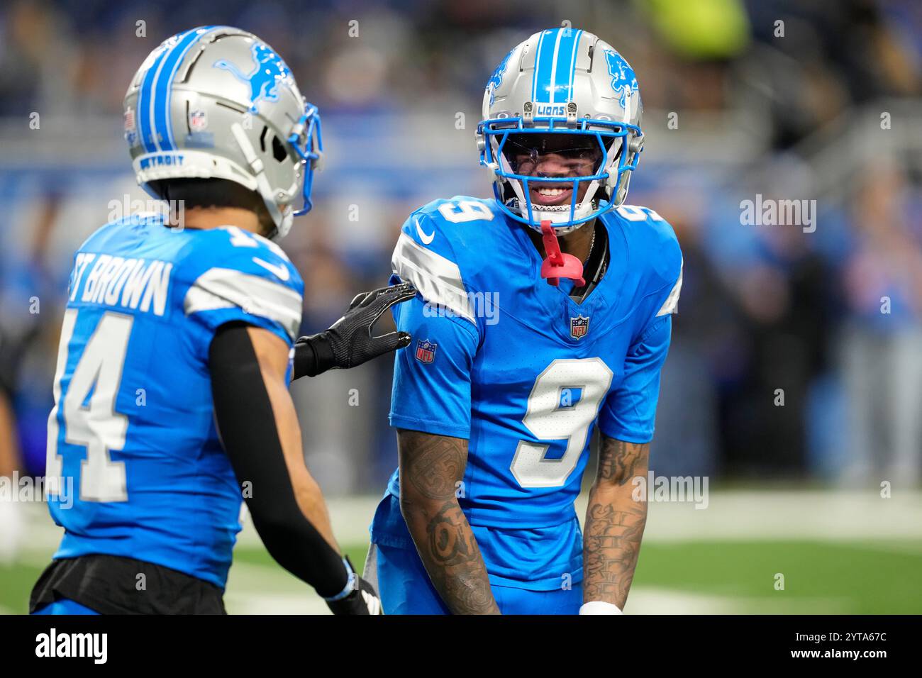 Detroit Lions wide receiver Amon-Ra St. Brown (14) and wide receiver ...